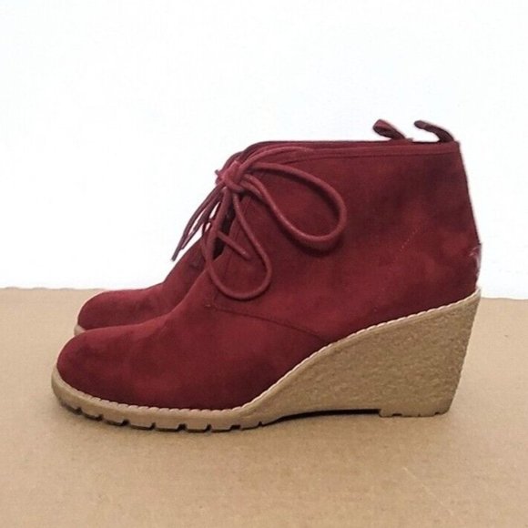 G.H. Bass & Co. | Shoes | Gh Bass Co Cali Red Suede Wedge Heel Ankle ...